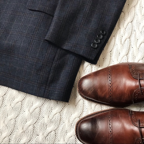 Coppley | Suits & Blazers | Coppley Navy Plaid Woolcashmere Blazer 4r ...